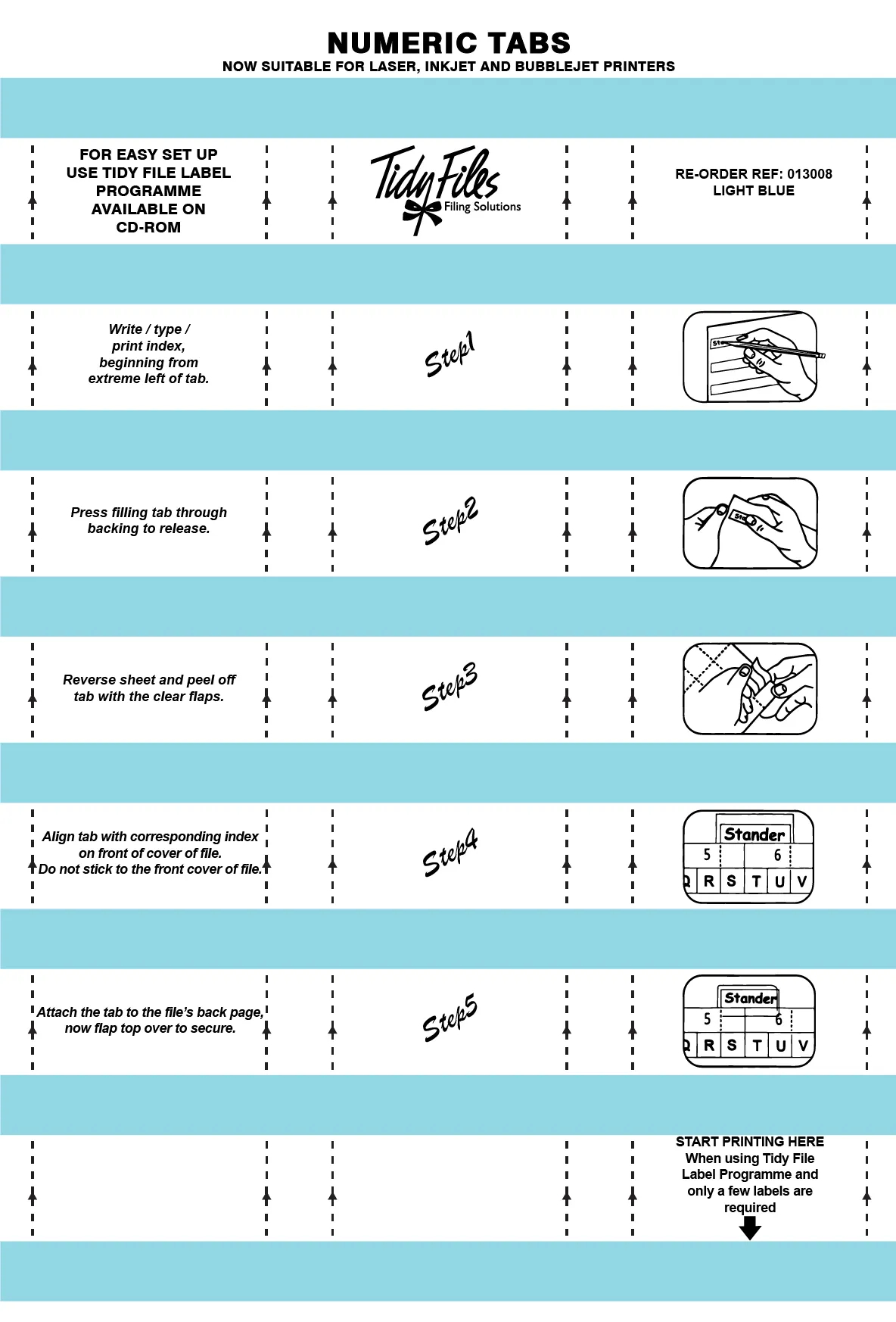 self-adhesive filing tabs - numeric - 10 x 33mm - light blue - 120pack ...