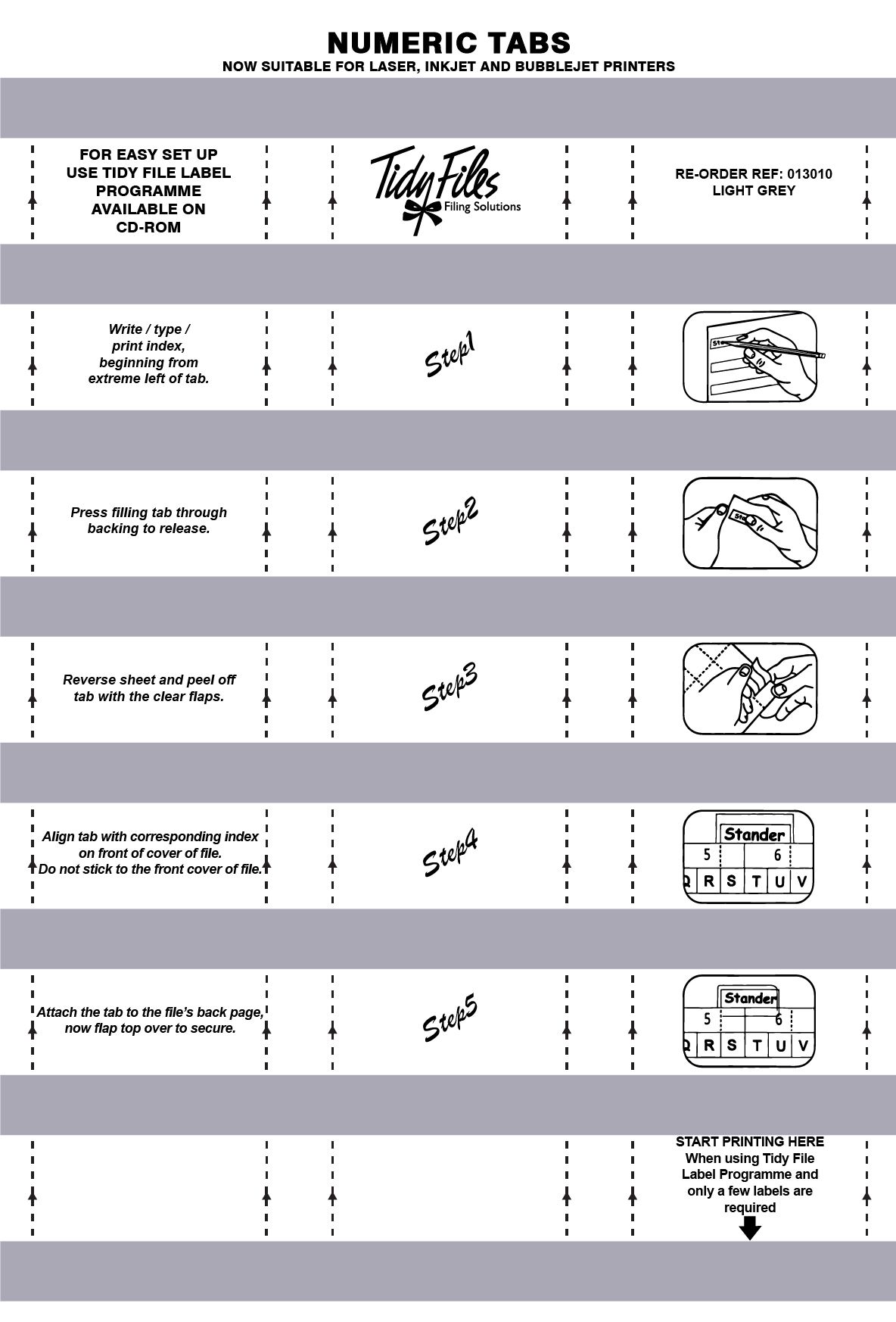 self-adhesive filing tabs - numeric - 10 x 33mm - light grey - 120pack ...