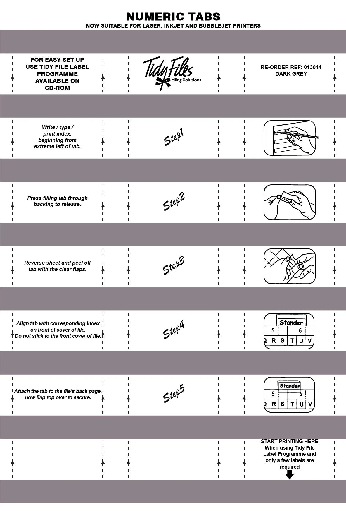self-adhesive filing tabs - numeric - 10 x 33mm - dark grey - 120pack ...