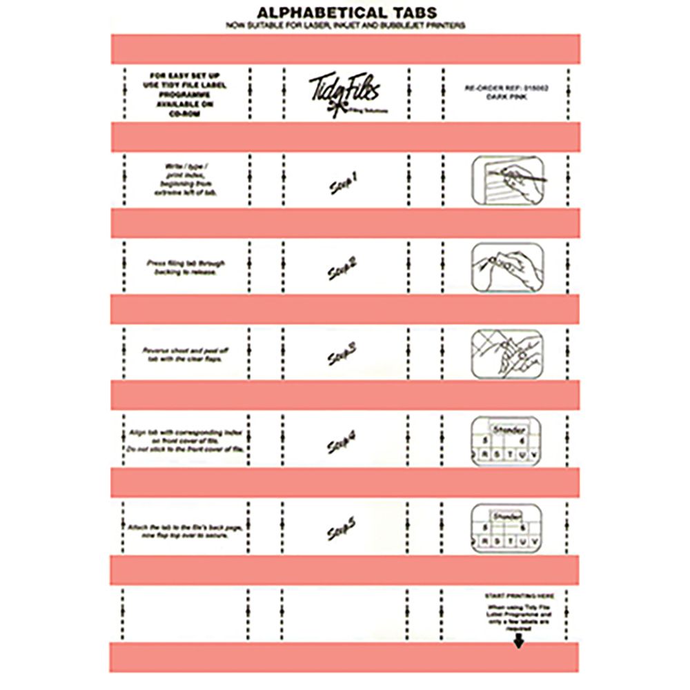 self-adhesive filing tabs - alpha - 10 x 55mm - dark pink - 120pack ...