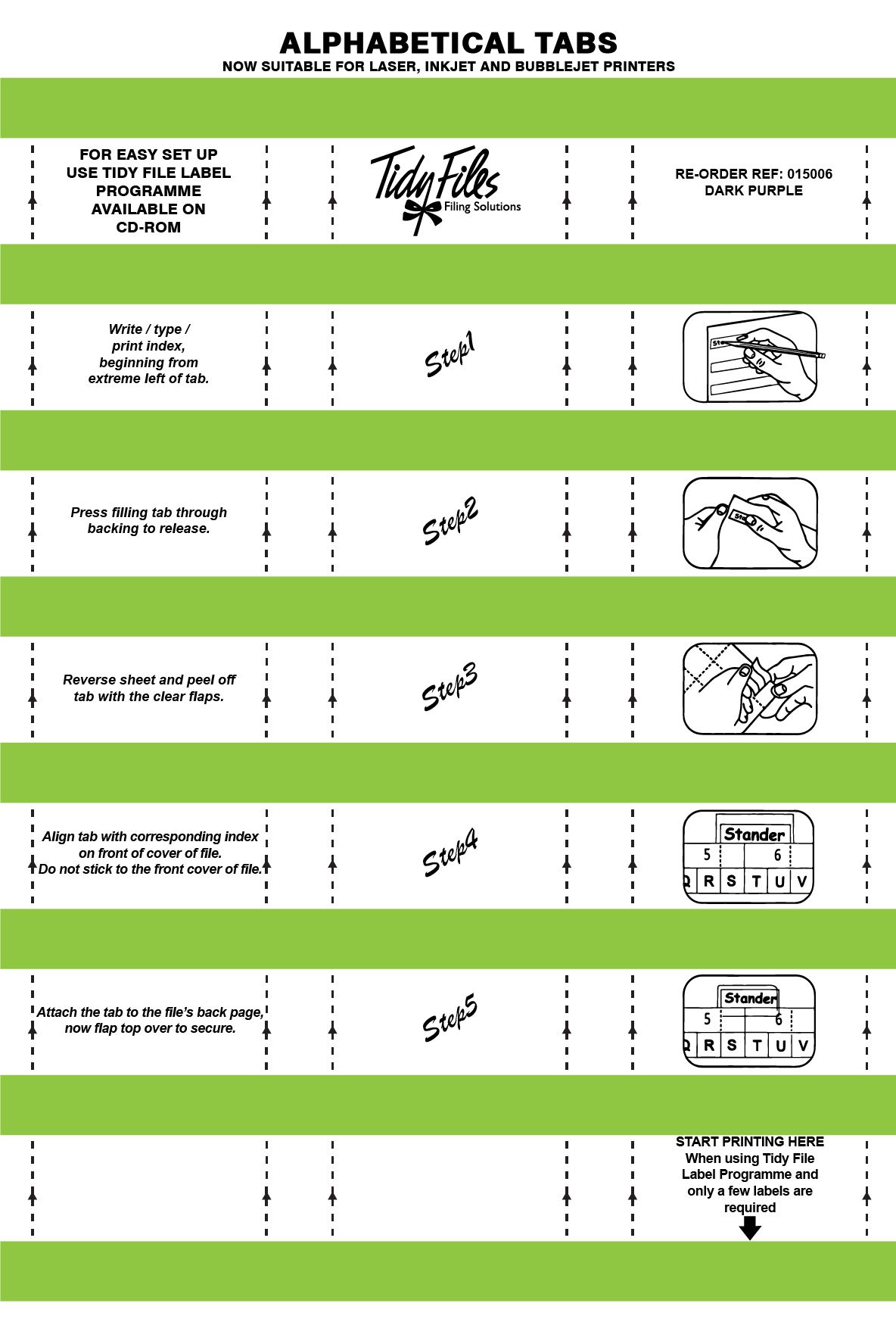 self-adhesive filing tabs - alpha - 10 x 55mm - dark green - 120pack ...