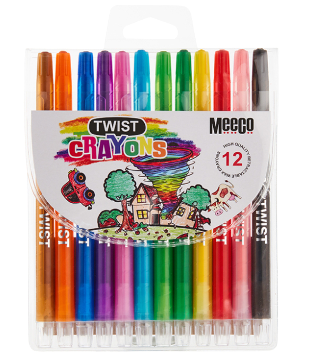 retractable wax crayon - assorted - 12 pack | Office National