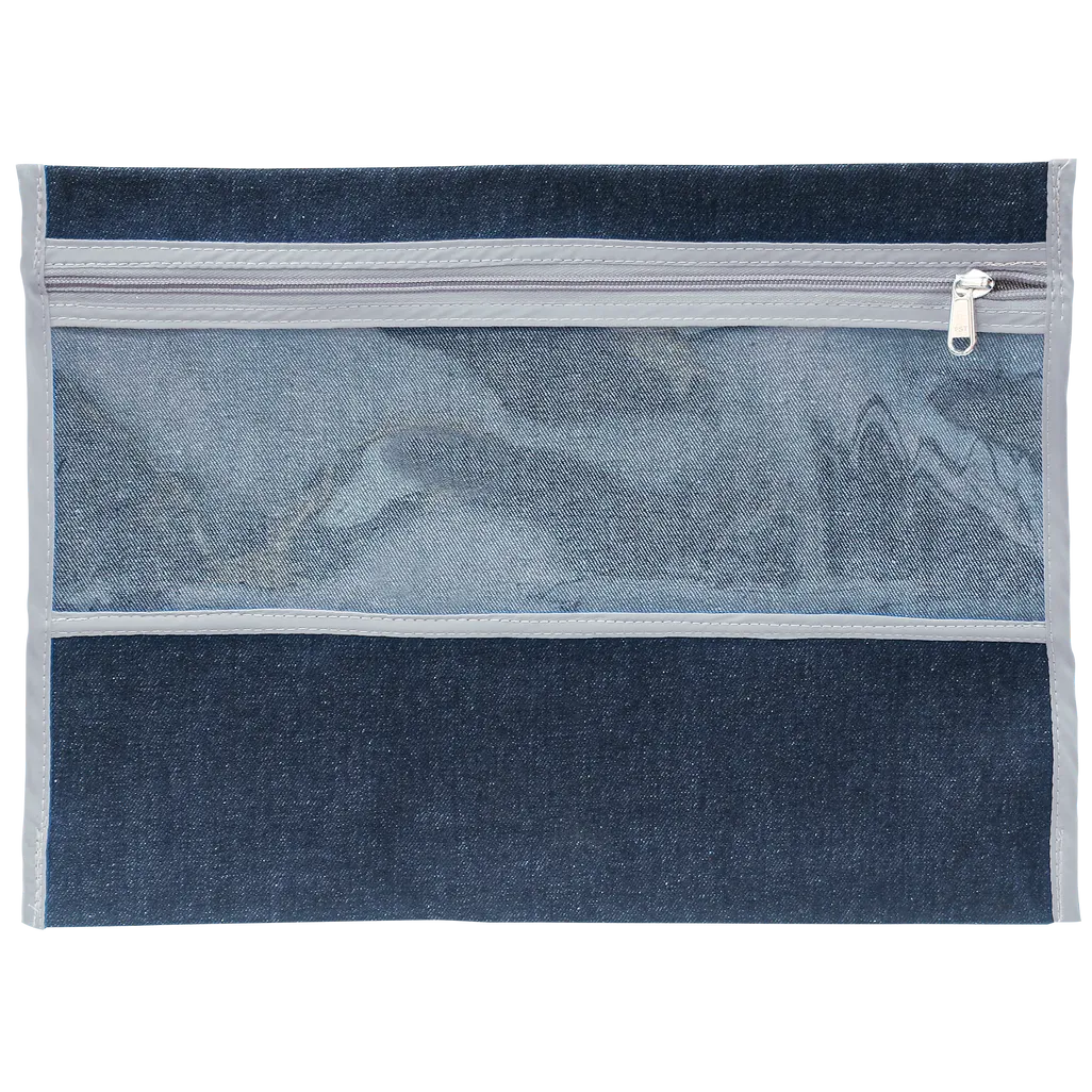 a4 denim book bag with window - a4 - grey | Folio Office National
