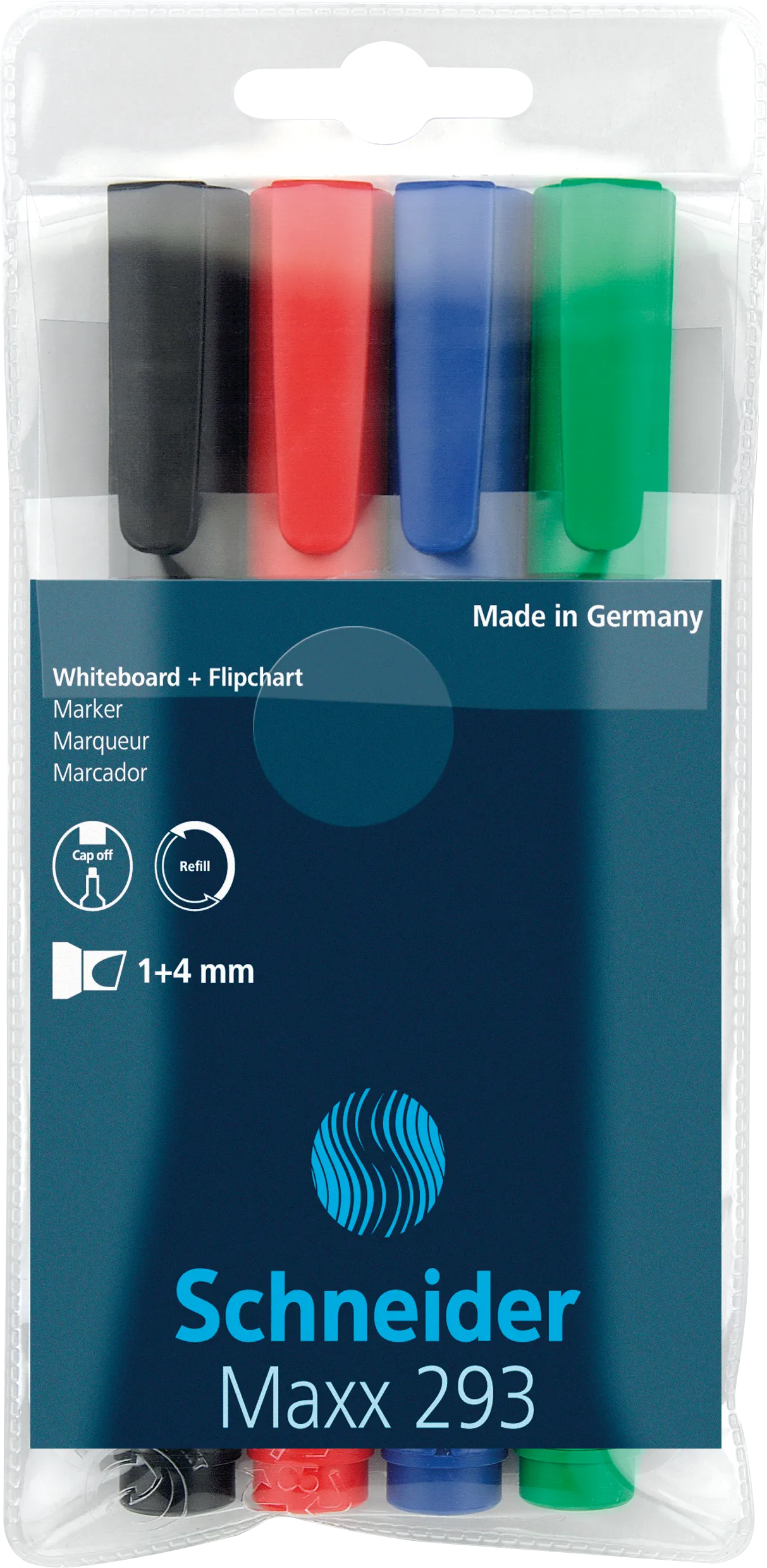 maxx 293 whiteboard/flipchart markers - 2-3mm - assorted - 4 pack | PMB ...