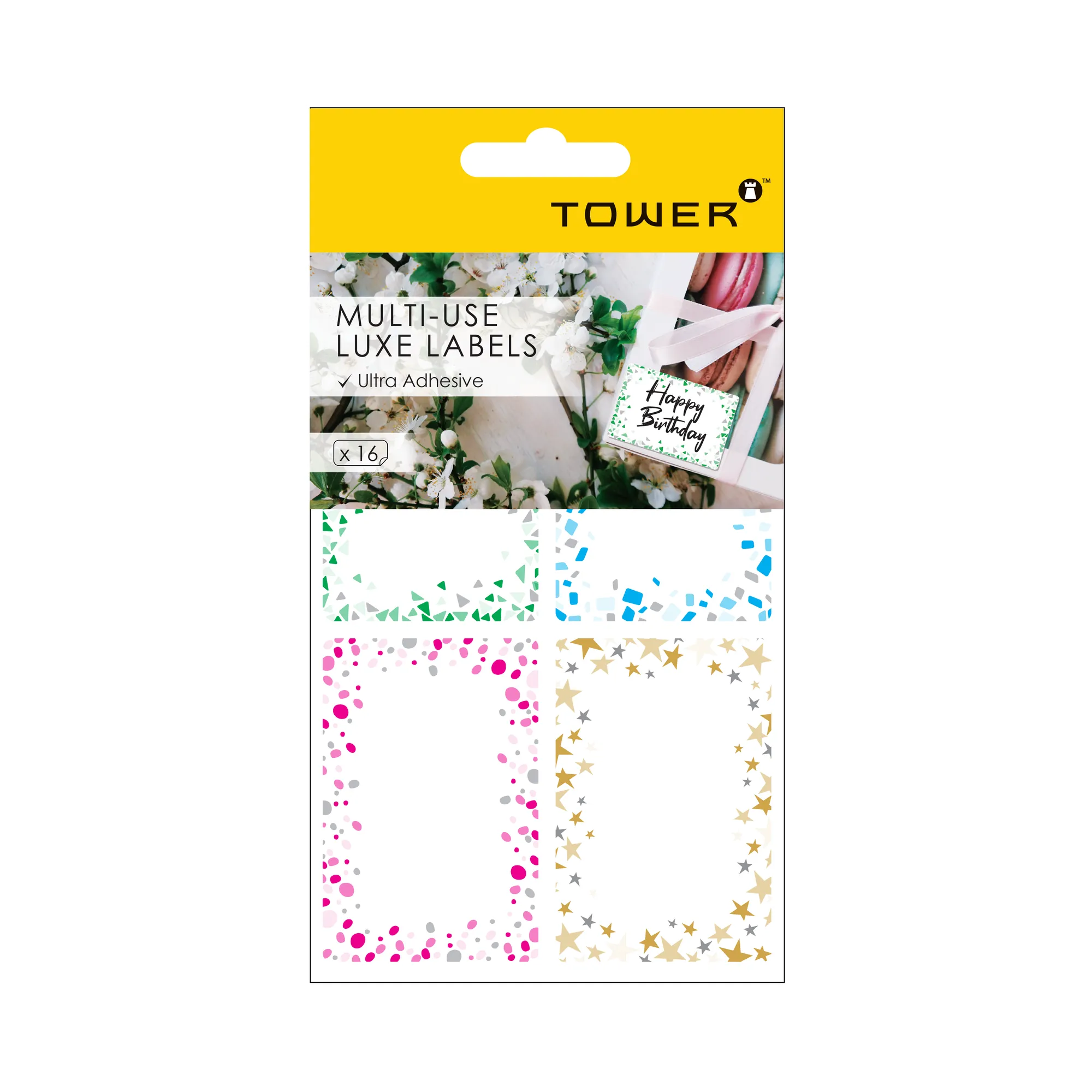 border labels - self-adhesive - assorted - 16 pack | Folio Office National