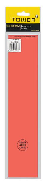 lever arch labels - 70 x 315mm - red - 12 pack | Office National