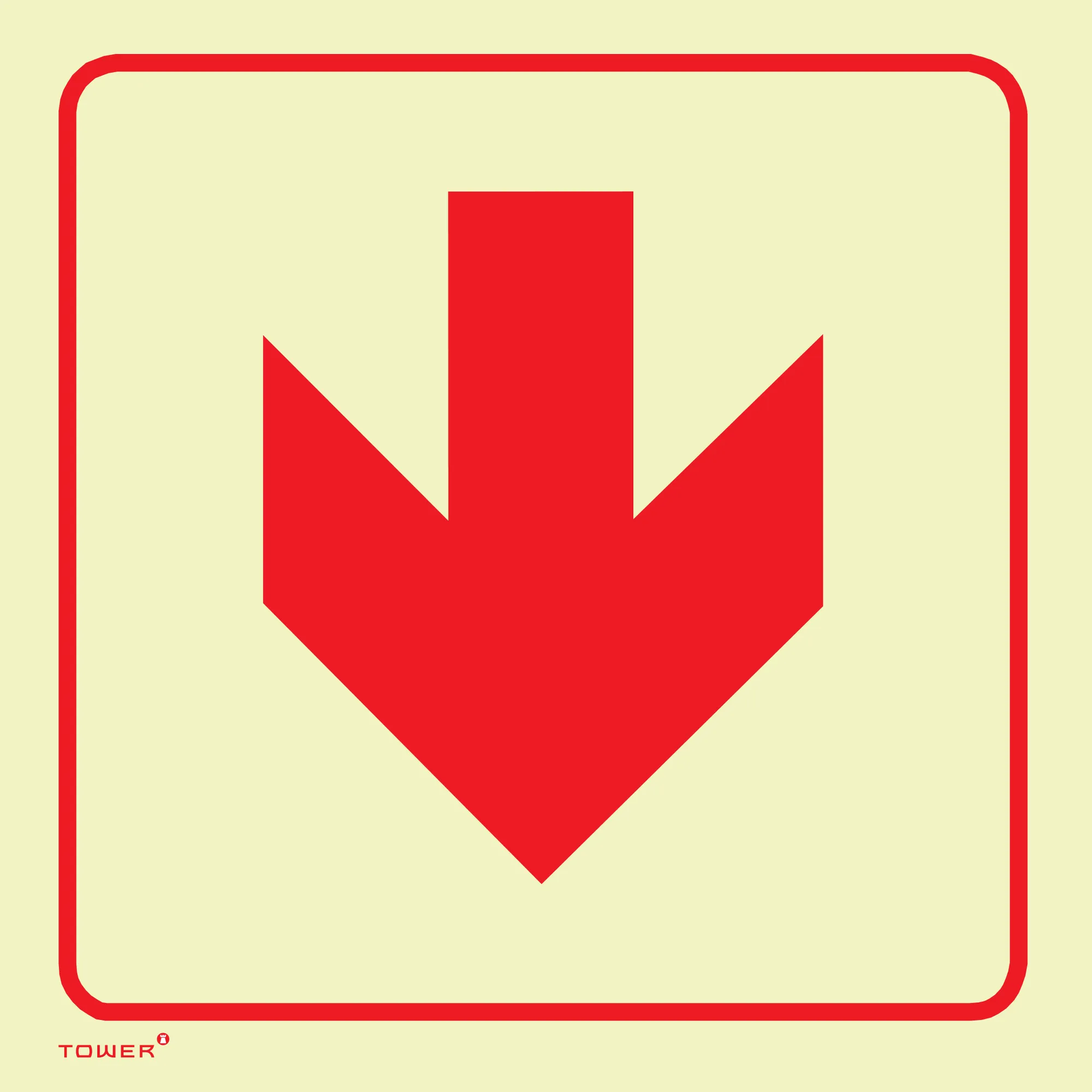 photoluminescent signs - red arrow down (190x190mm) - red | Office National