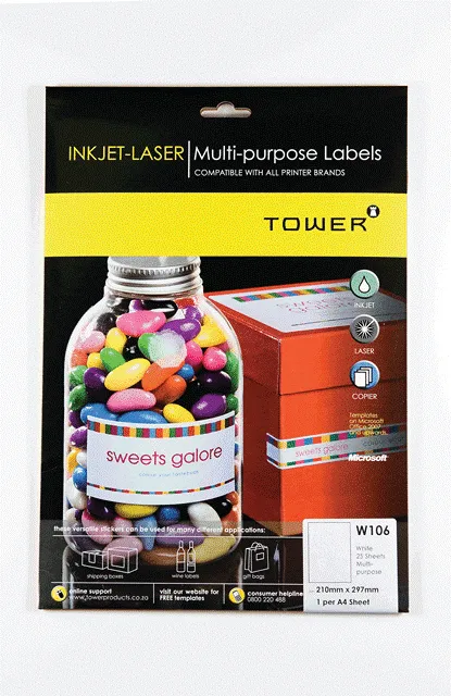 a4 inkjet laser labels - 210 x 297mm - white - 25 pack | Office National