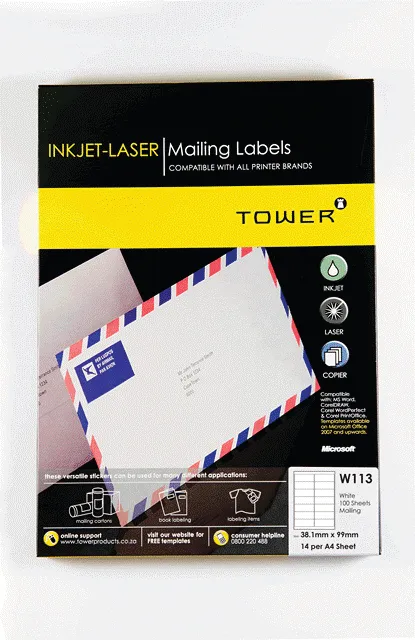 a4 inkjet laser labels - 38.1 x 99mm - white - 100 pack | Access Office ...