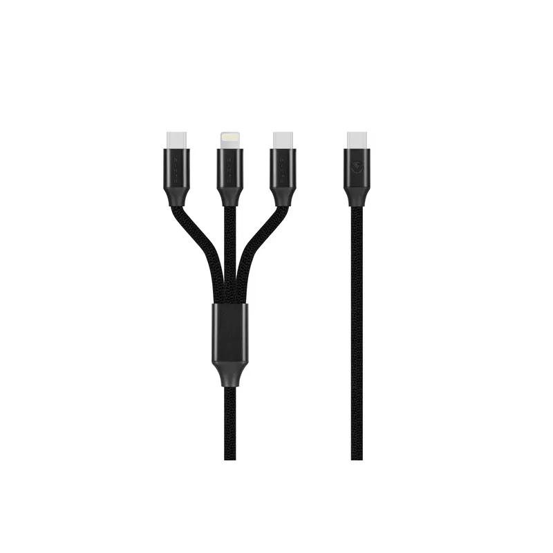 Volkano Weave Series 65w 3-in-1 Charge Cable - Black | CH Africa