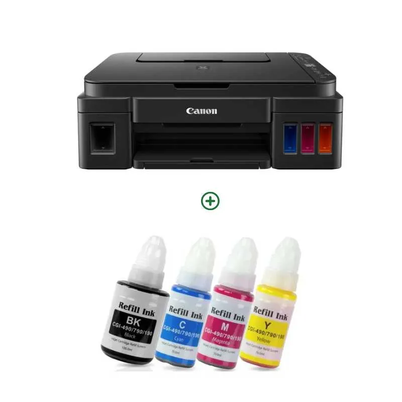 Canon PIXMA G3410 All-In-One Printer and Canon GI-490 Black Cyan ...