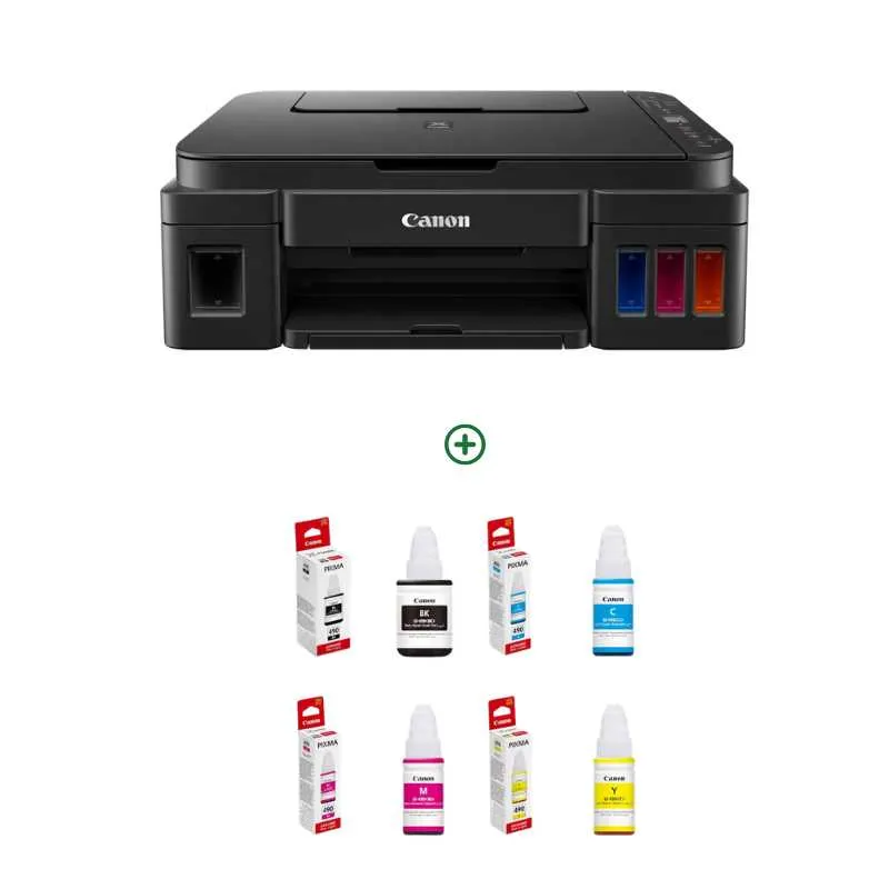 Canon PIXMA G3410 All-In-One Printer and Canon GI-490 Black Cyan ...