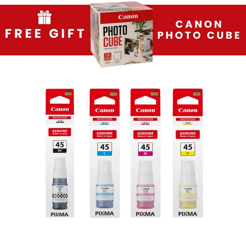 Canon GI-45 Black Cyan Magenta Yellow Original Ink Bottle Multipack ...