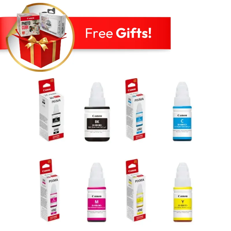 Canon GI-490 Black Cyan Magenta Yellow Original Continuous Ink ...
