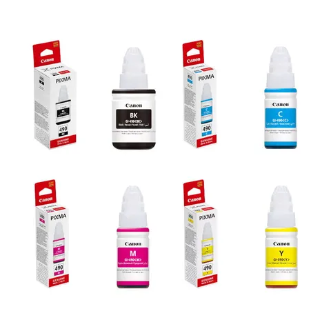 Canon GI-490 Black Cyan Magenta Yellow Original Continuous Ink ...