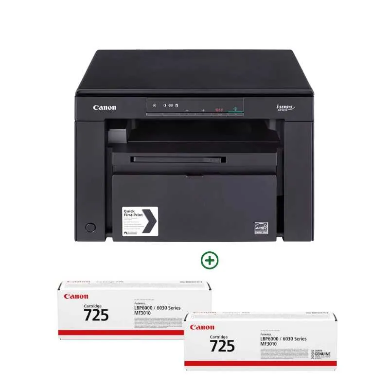 Canon i-SENSYS MF3010 Mono Laser Printer and Canon 725 Black Original ...
