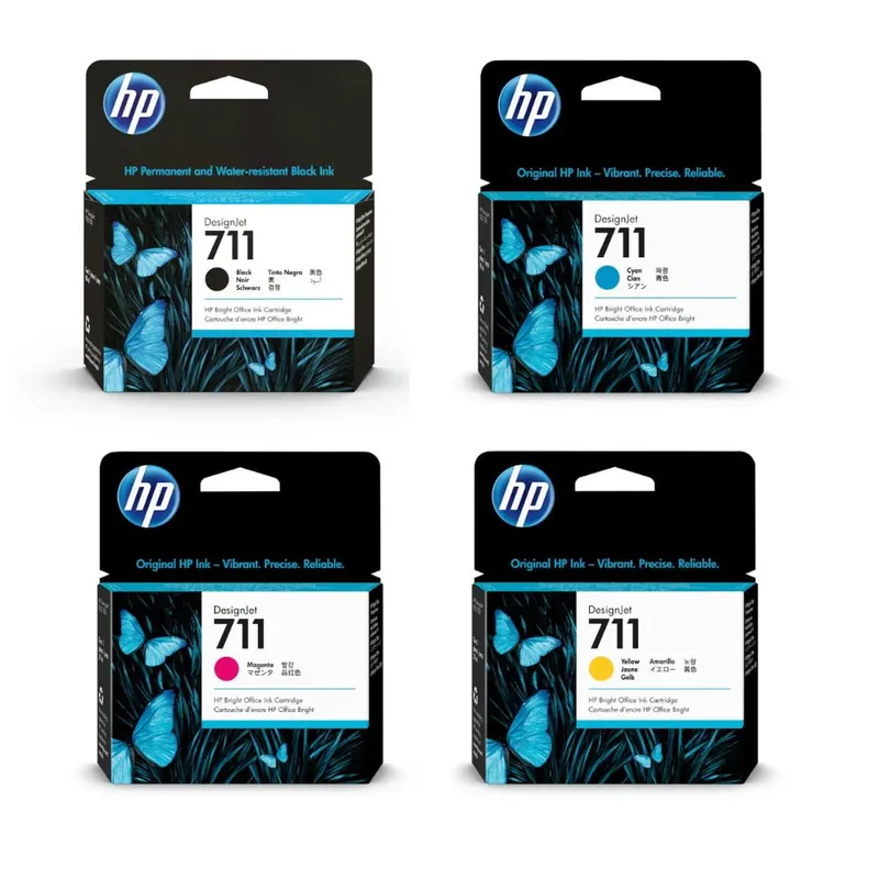 HP 711 Black Cyan Magenta Yellow DesignJet Original Ink Cartridge ...