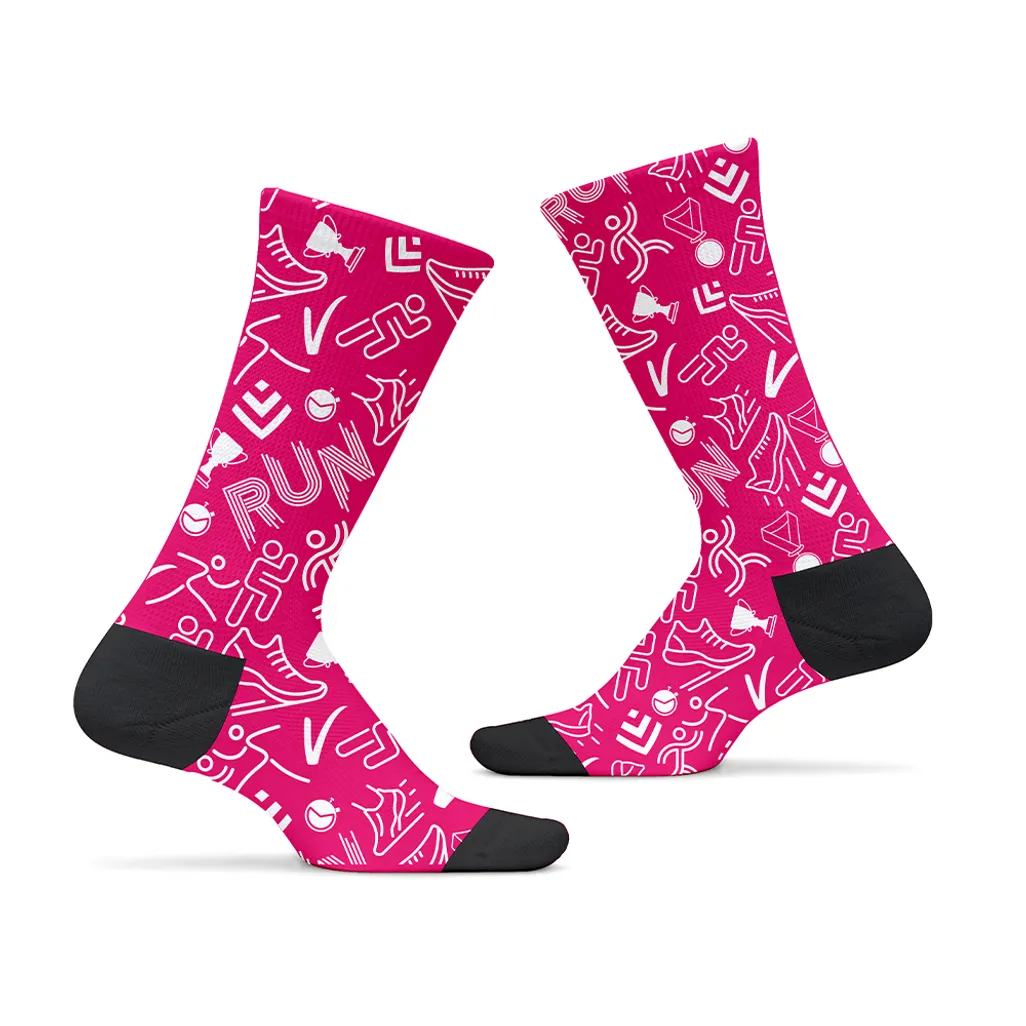 Printed Running Socks Pink | DiscoveryShop