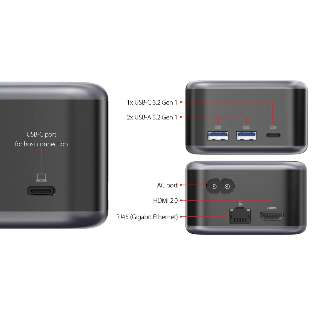Lmp Powerdock Usb-C Gan Power Adapter & 5-Port Usb-C Dock - Black ...
