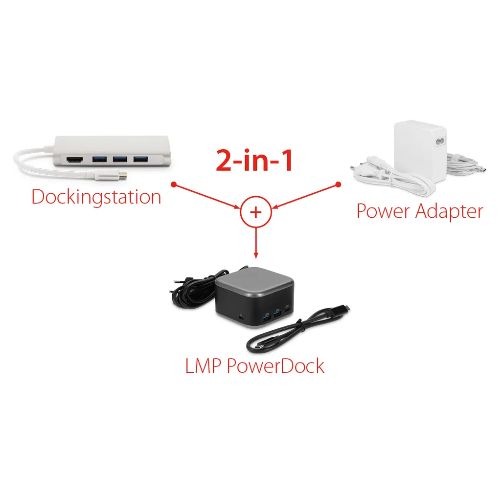 Lmp Powerdock Usb-C Gan Power Adapter & 5-Port Usb-C Dock - Black ...