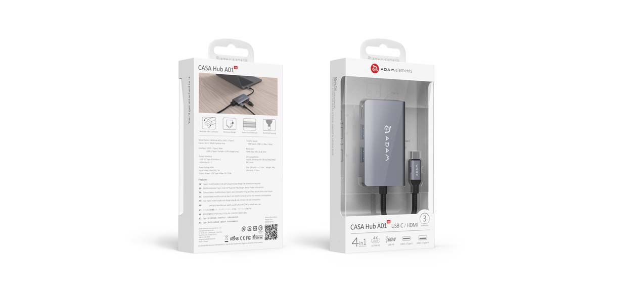 Adam Elements Casa Hub A01m - 4 Port Usb-C Hub - Grey | Emia Distribution