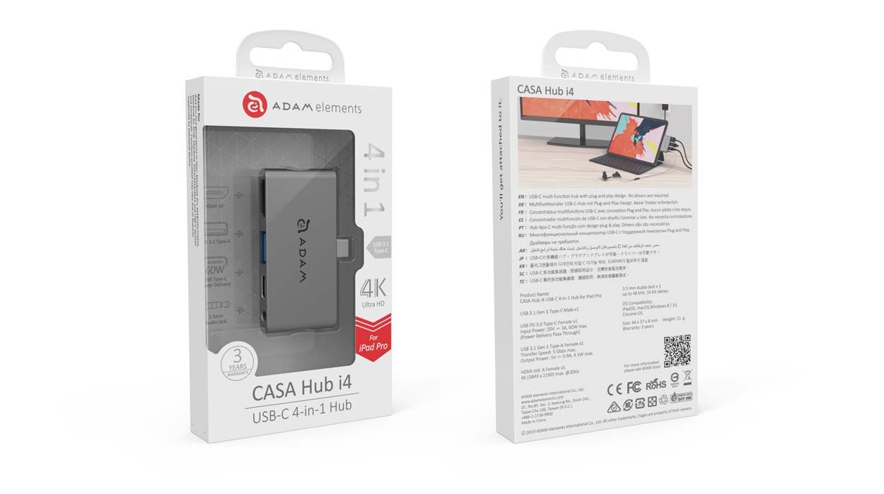 Adam Elements Casa Hub I4 Usb-C 4-In-1 Hub For Ipad Pro - Grey | Emia ...