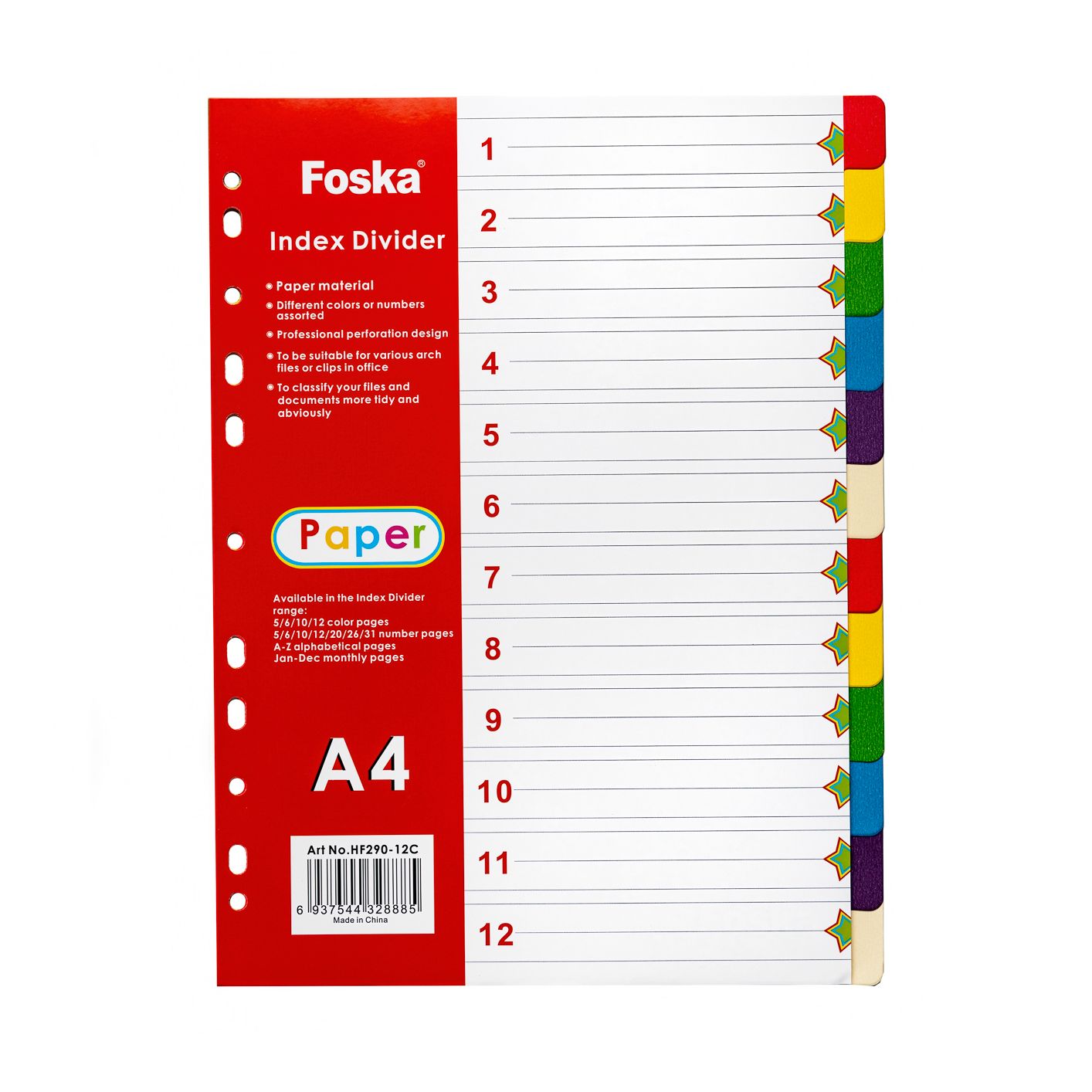 A4 PVC 1-12 Dividers | Formax