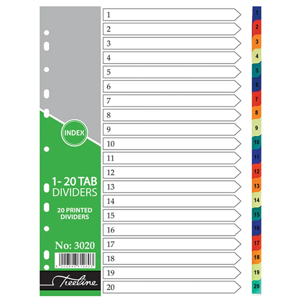 A4 PVC 1-20 Dividers | Formax