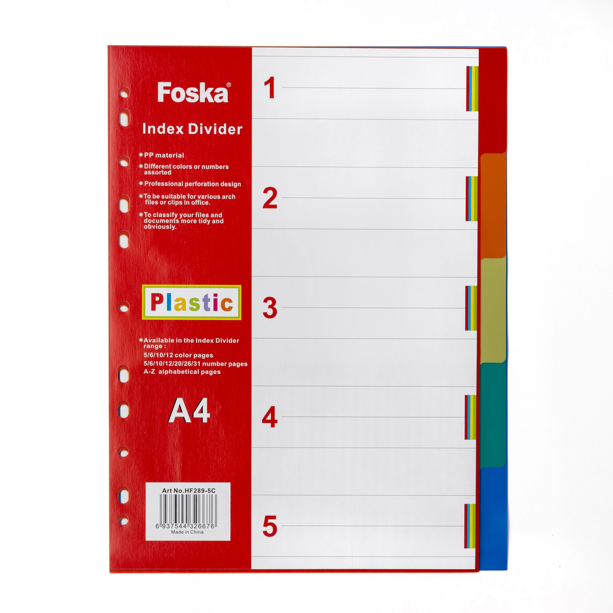 A4 PVC 5 Tab Dividers | Formax