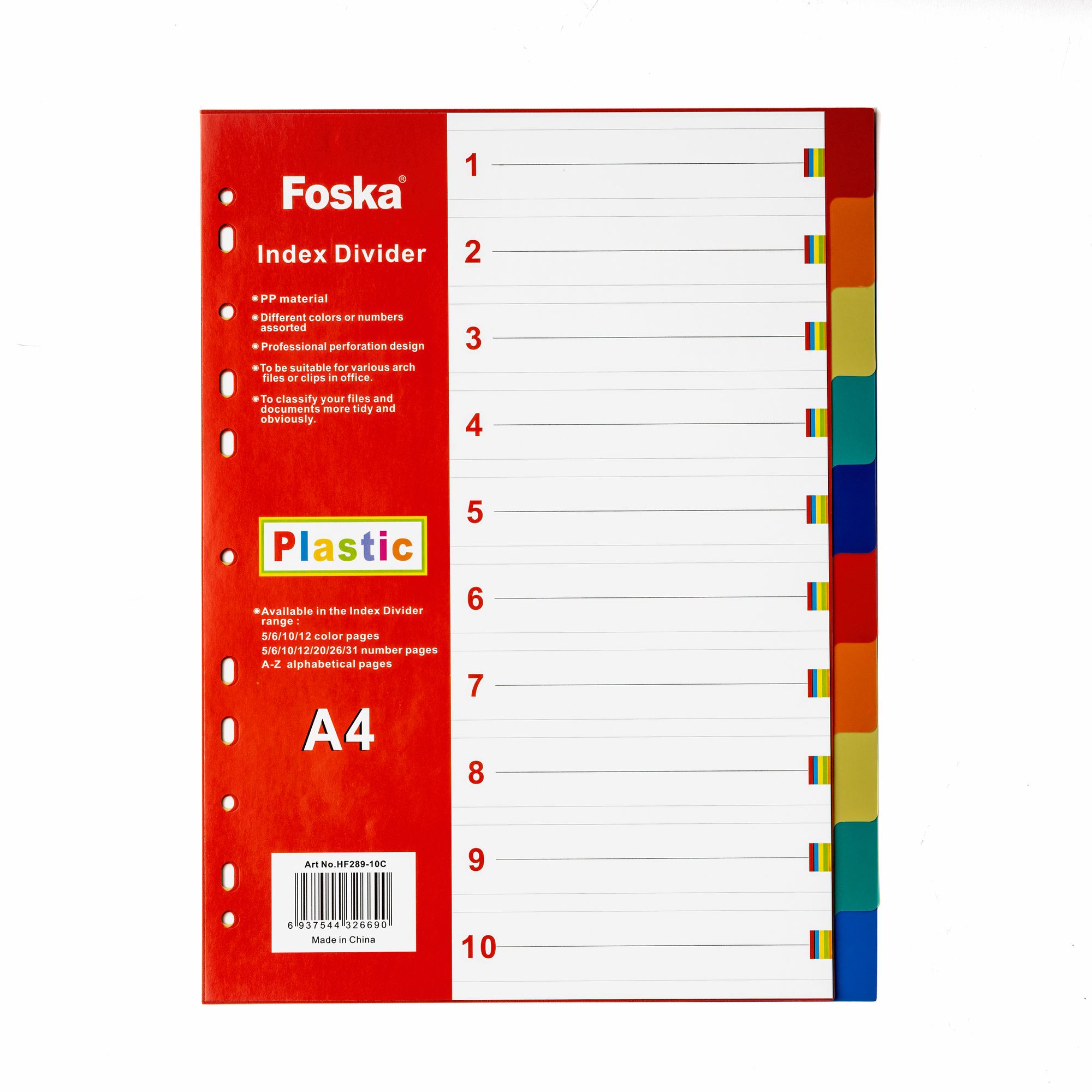 A4 PVC 10 Tab Dividers | Formax