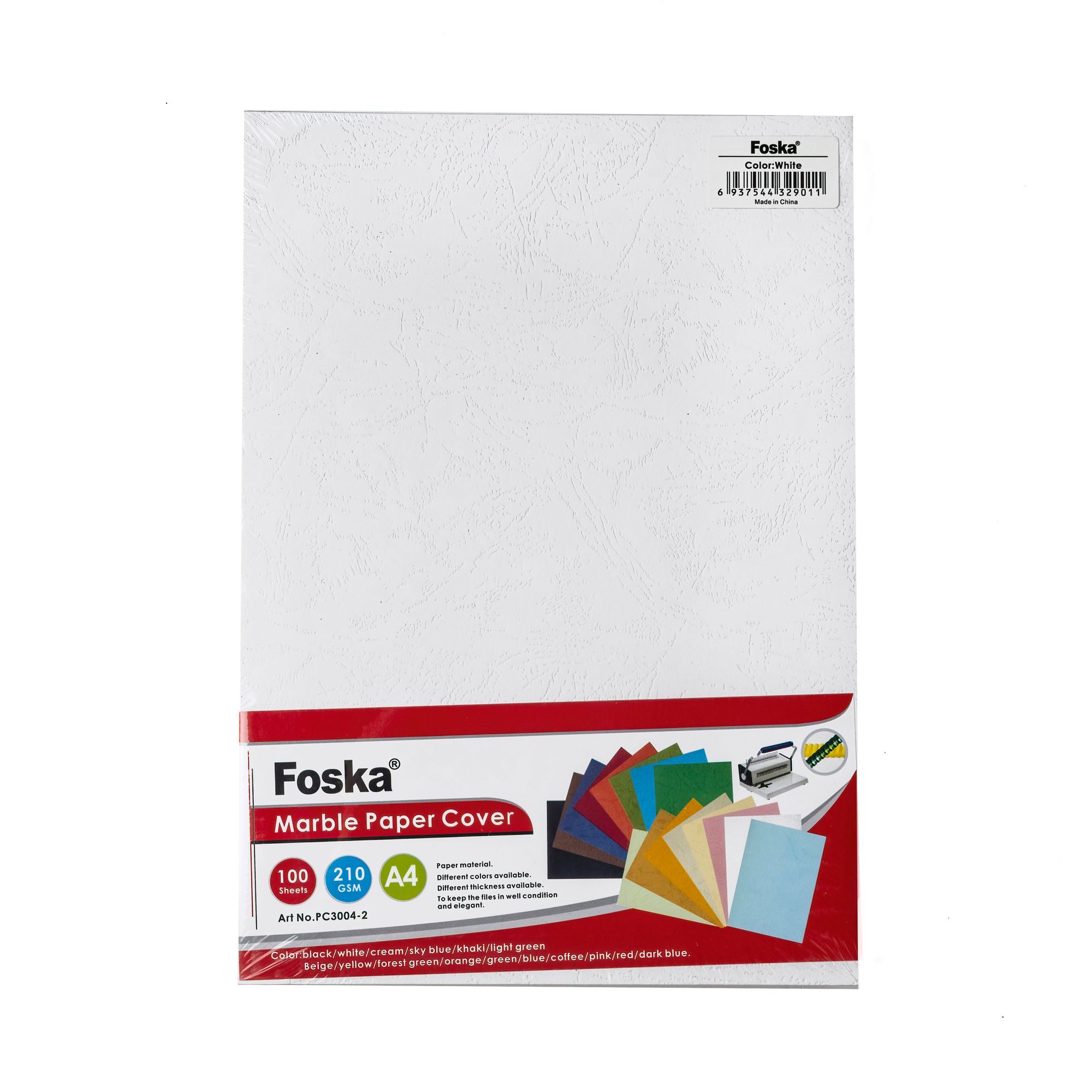 FOSKA A4 Leather Board White 250Gsm (100 Sheets) | Formax