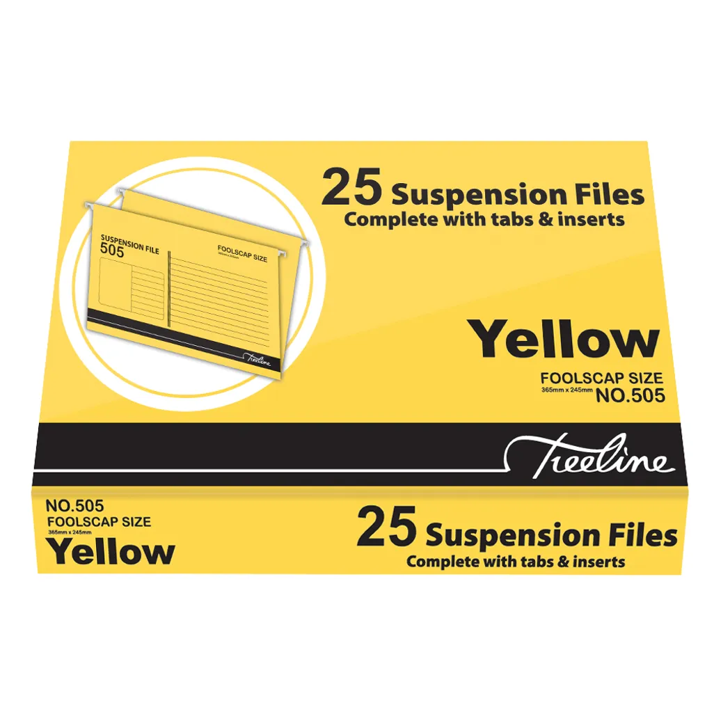 Treeline Foolscap Suspension Files 505 Yellow | Formax