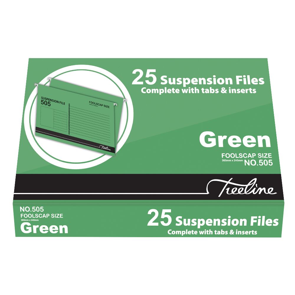 Treeline Foolscap Suspension Files 505 Green | Formax
