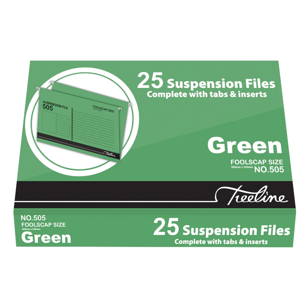 Treeline Foolscap Suspension Files 505 Green | Formax