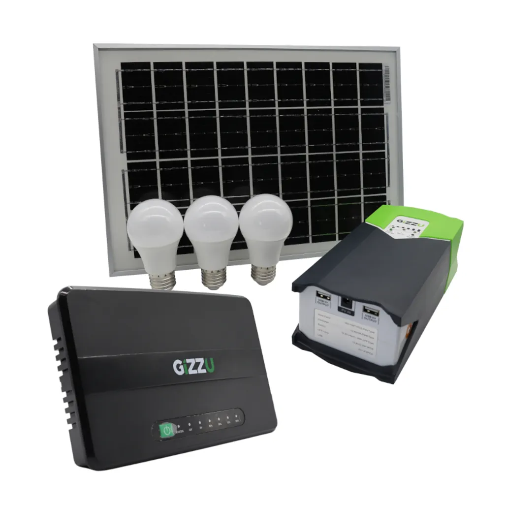 GIZZU 10W SOLAR PANEL LIGHTING KIT + 30W 32WH MINI DC UPS | Gizzu