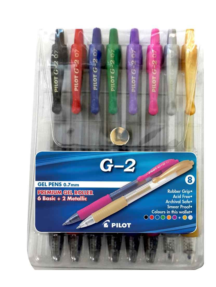 Pilot Gel Retractable Rollerball Fashion Colours G2 Set of 6 + 2 FREE ...