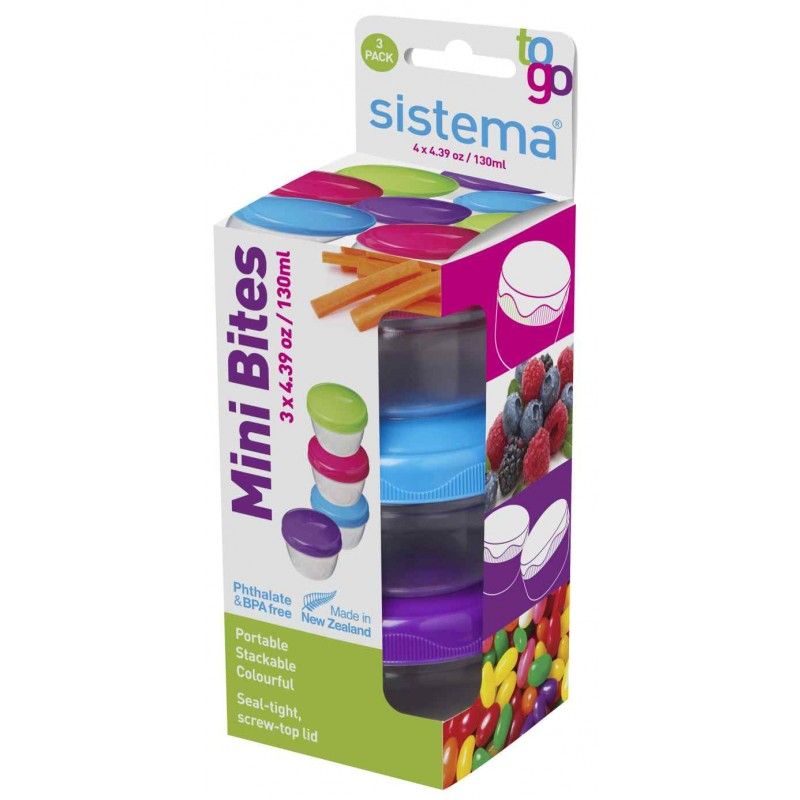 Sistema mini bites assorted colours (pack 3) | Waltons
