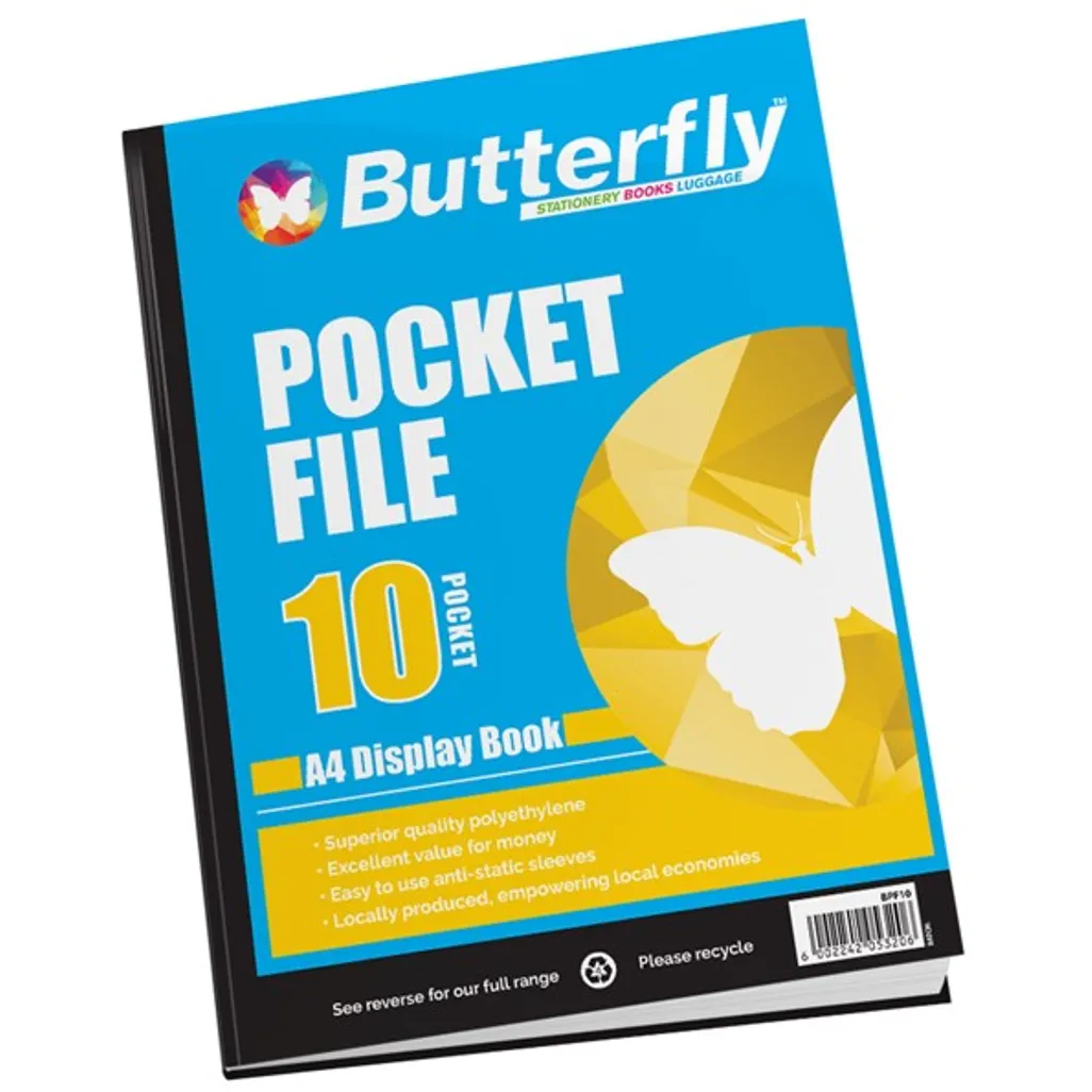 Butterfly Pocket File A4 10 Pocket | Waltons Butterfly Pocket File A4 10 Pocket | Waltons
