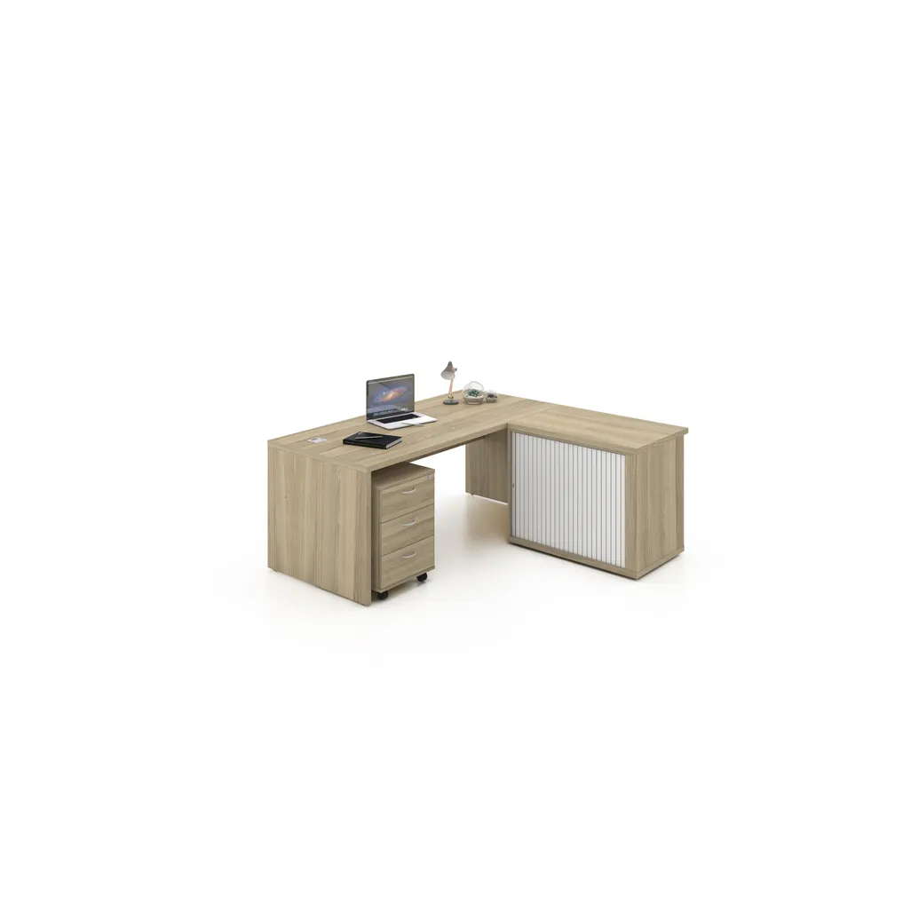 Flight Desk 1600x800-RDoor Credenza 900x600-Mobile Pedestal 3 Std Drws ...
