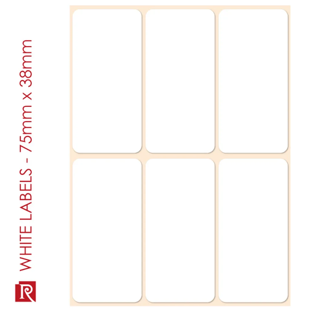 White Self Adhesive Labels 38mm X 75mm 3875r Waltons