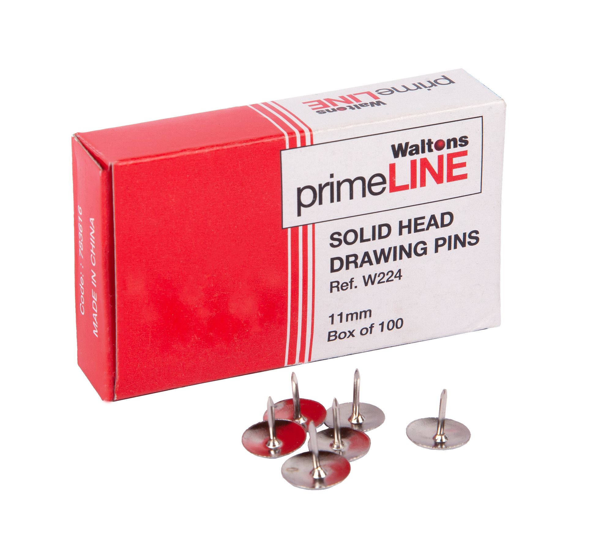 Waltons Primeline Solid Head Drawing Pin 11mm No 224 (Box 100) | Waltons