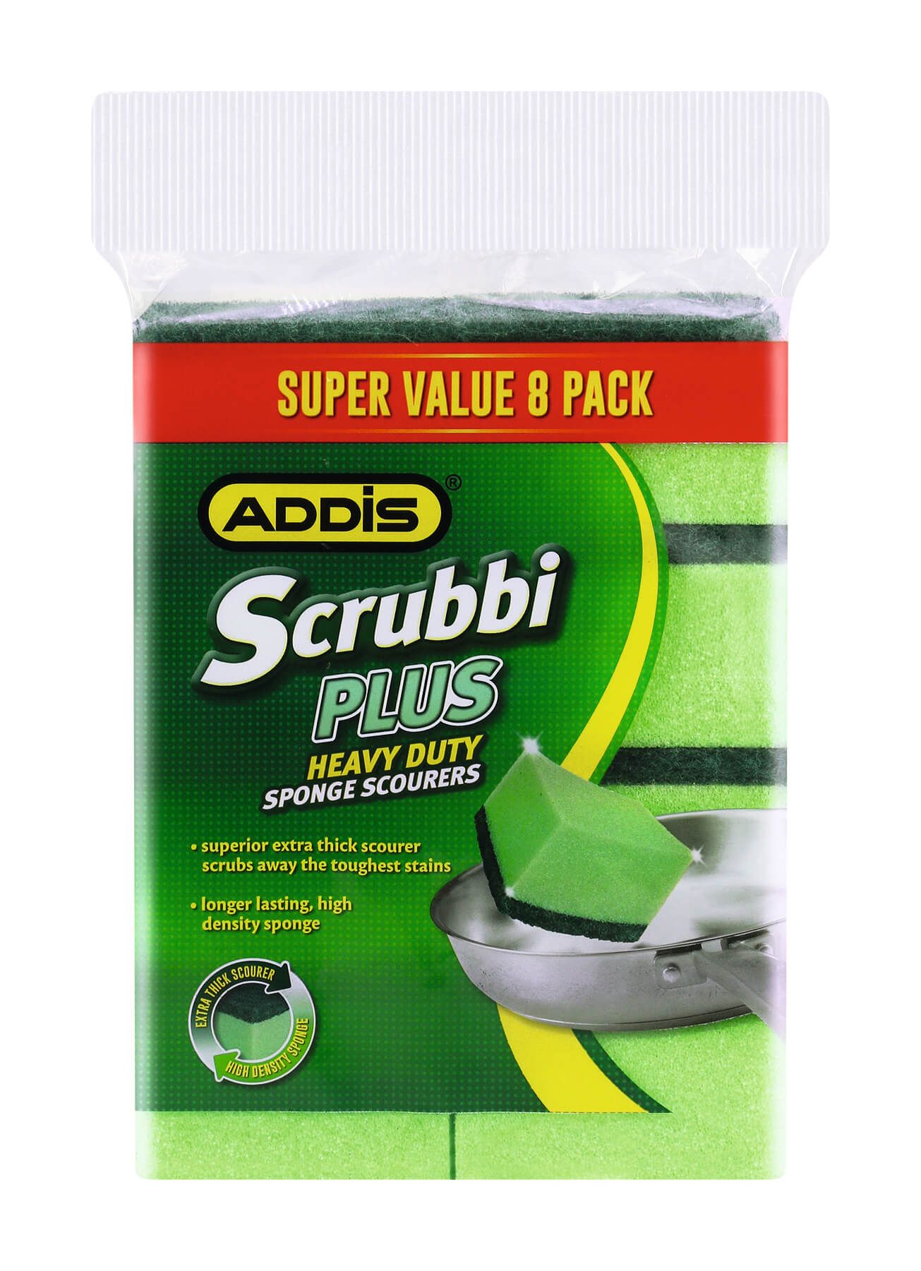 Addis Scrubbi Plus Sponge Scoure 8 Pack 90335 | Waltons