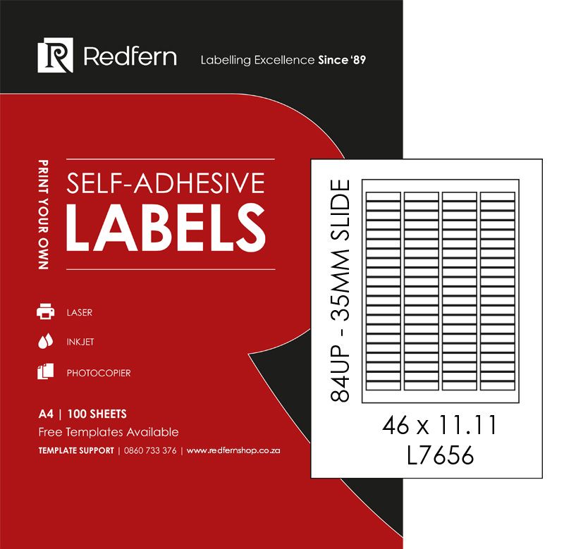 Redfern self adhesive labels laser jet A4 flat sheets 46mm x 11.11mm 84 ...