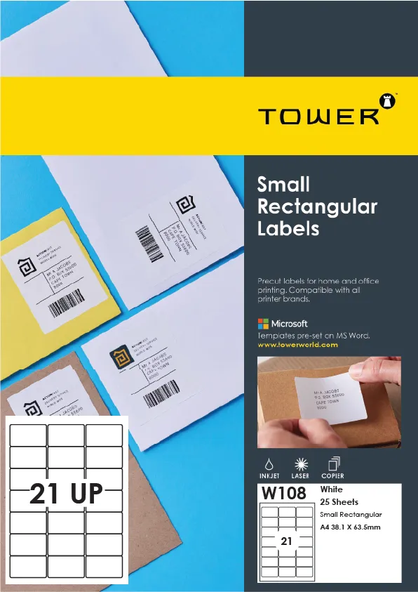 A4 Inkjet Laser 25 Sheets 63.5x38.1mm (21UP) Self Adhesive Printable ...